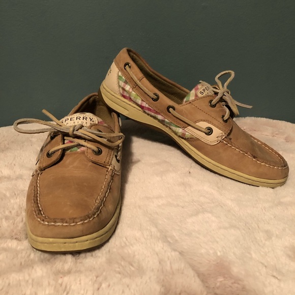 Sperry | Shoes | Sperry Pink And Green Striped Boat Shoes | Poshmark